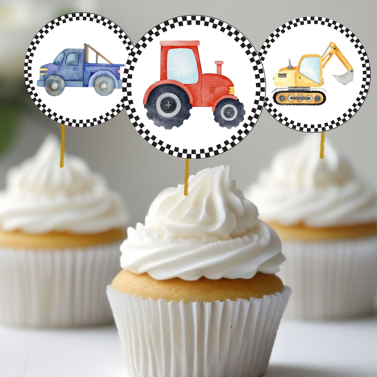 Tractor Truck Printable Cupcake Toppers | Set of 4 Farm Machine ...