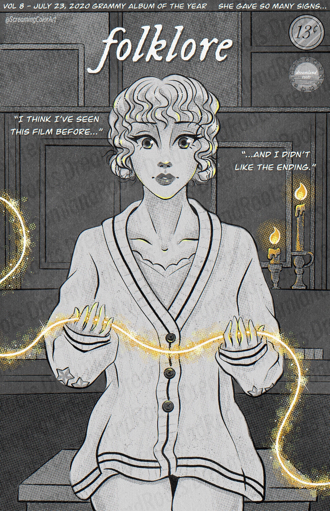 Folklore Cardigan Comic-style Taylor Swift Inspired Eras Vintage Poster ...