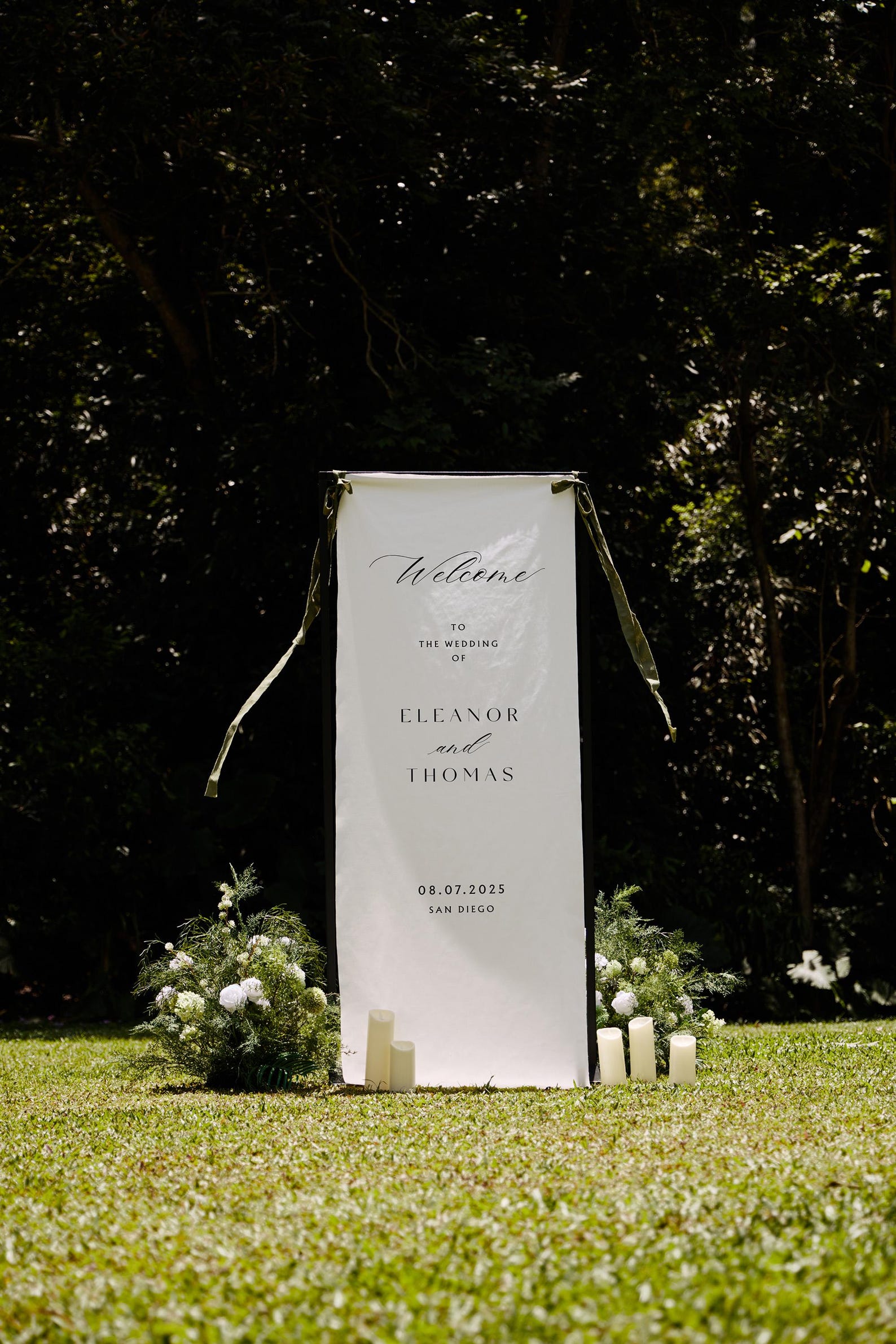 Custom Linen Wedding Welcome Sign – Personalized Fabric Banner With ...