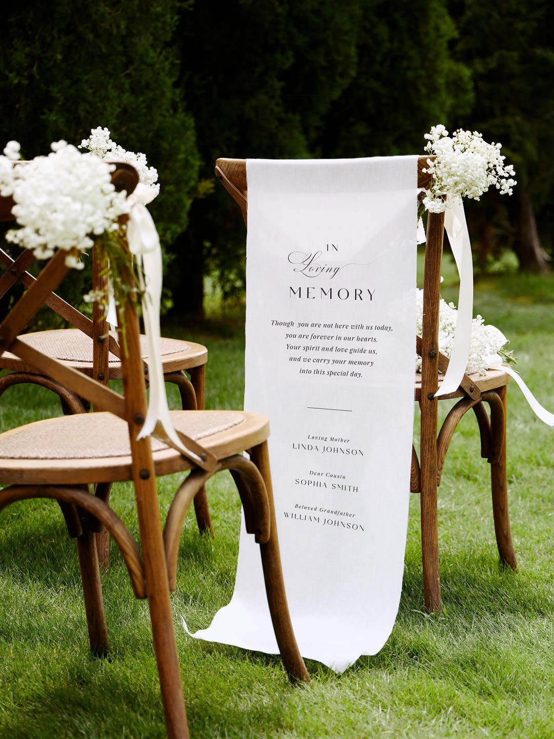 Memorial Chair Sign, Linen Wedding Remembrance Banner, in Loving Memory ...