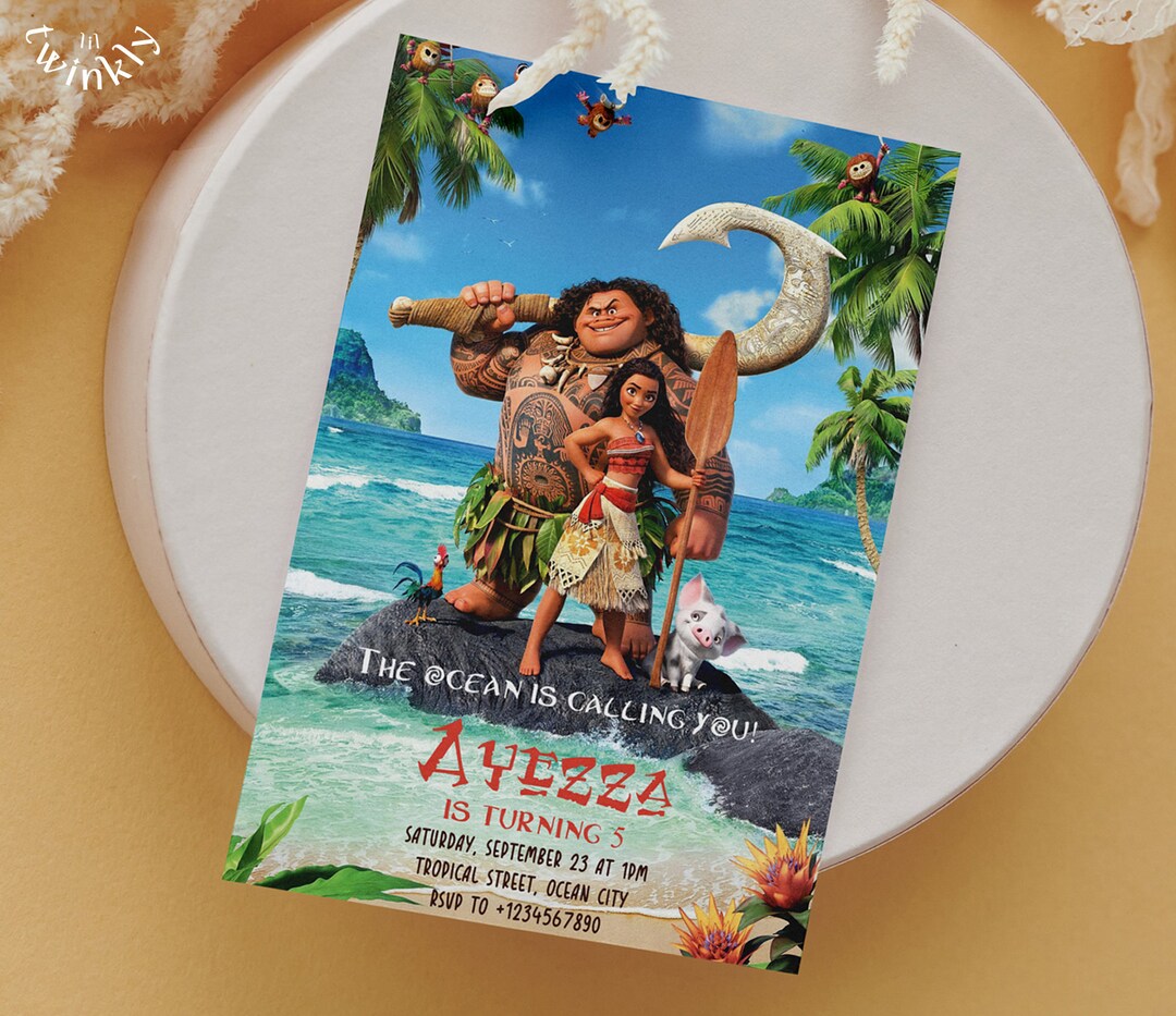 EDITABLE Moana Birthday Invitation Template Enchanting Disney - Etsy