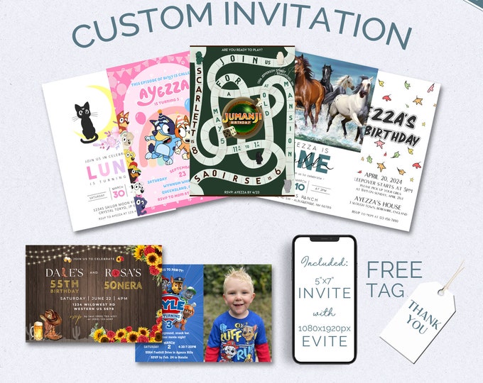 Custom Invitation for Birthday Custom Digital Invites Create Your Own ...