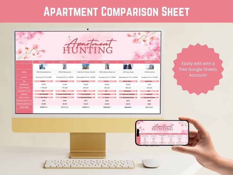 Apartment Hunting Comparison Sheet - Etsy