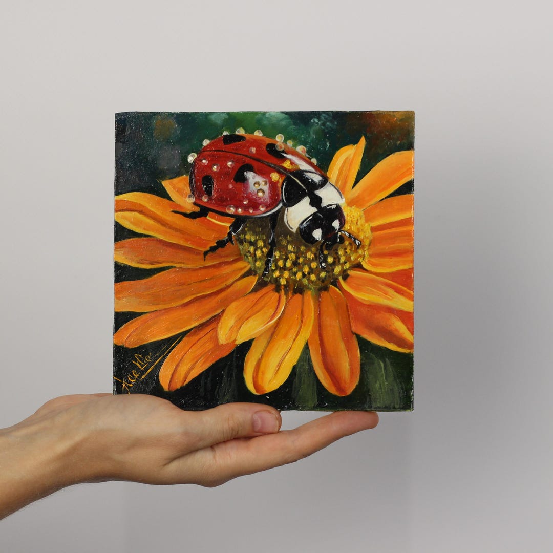 Ladybug, Oil Painting "ladybug", Insect Art, Painting With Animals ...
