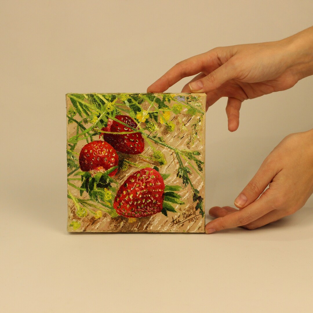 Strawberry Painting, Strawberry Oil Painting, Oil Painting, Fruit ...