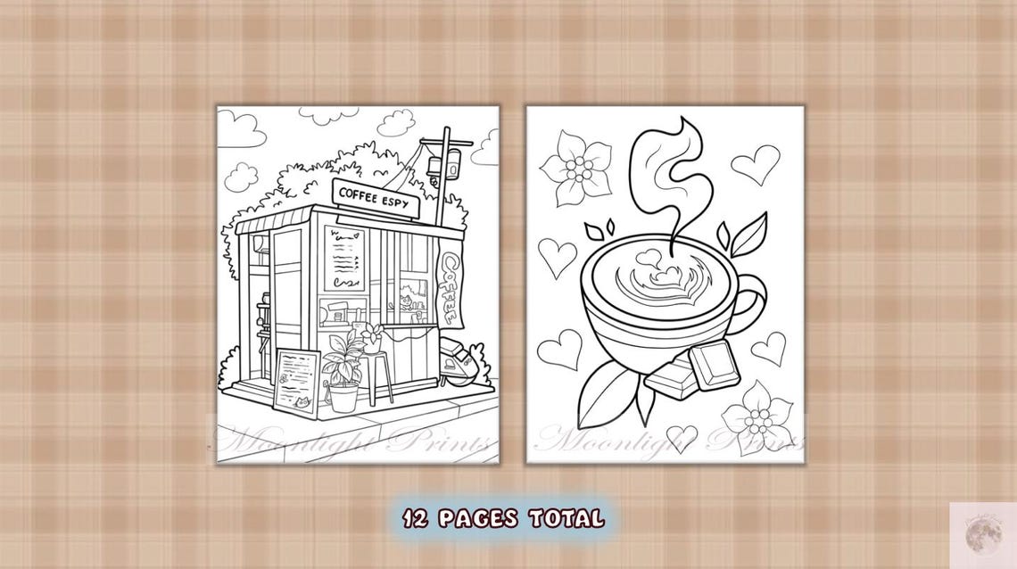 Cozy Coffee: 6 Cute Easy Designs | Coloring Pages by Moonlight Prints ...
