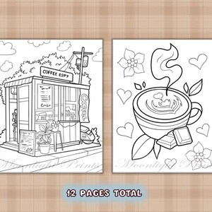 Cozy Coffee: 6 Cute Easy Designs | Coloring Pages by Moonlight Prints ...