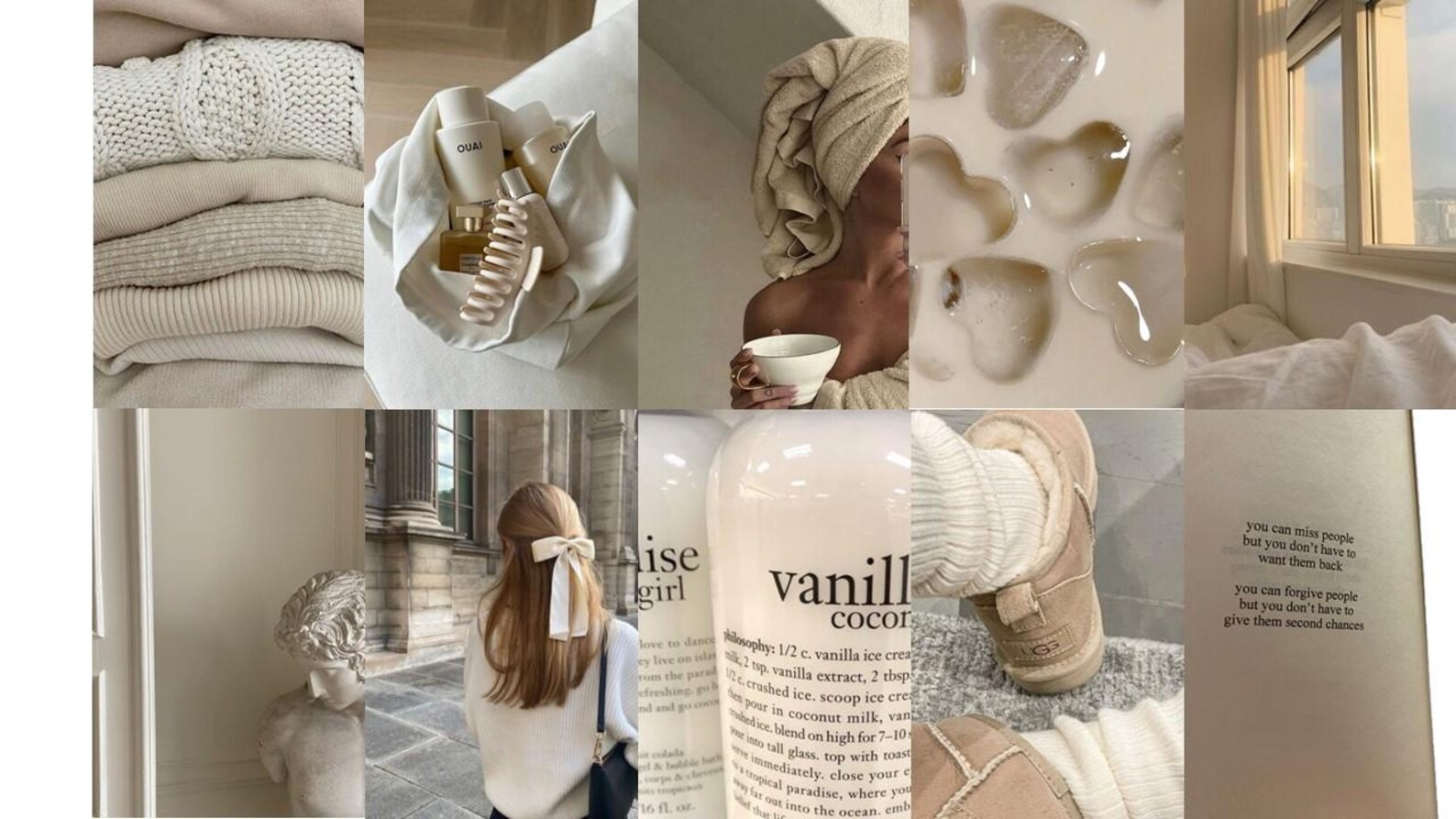 100 PCS Vanilla Girl Beige Aesthetic Photos Collage Kit | Clean Girl ...