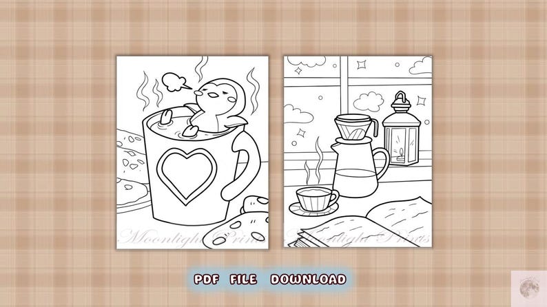 Cozy Coffee: 6 Cute Easy Designs | Coloring Pages by Moonlight Prints ...