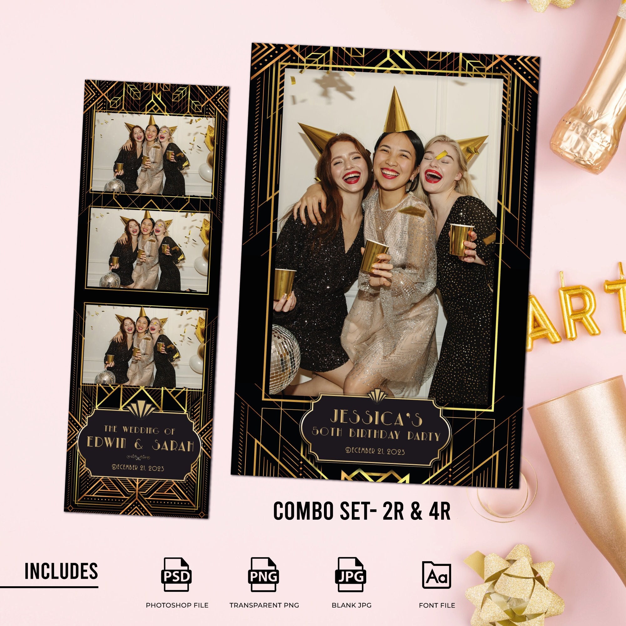 Gatsby Photo Booth Template 1920 Wedding Photo Booth Template Black ...