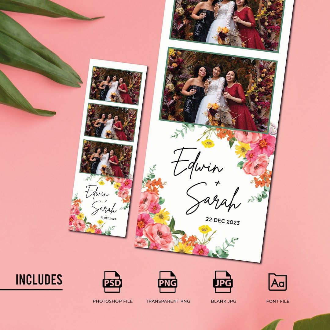 Wedding Photobooth Strip 2x6 Template Tropical Photobooth Template ...