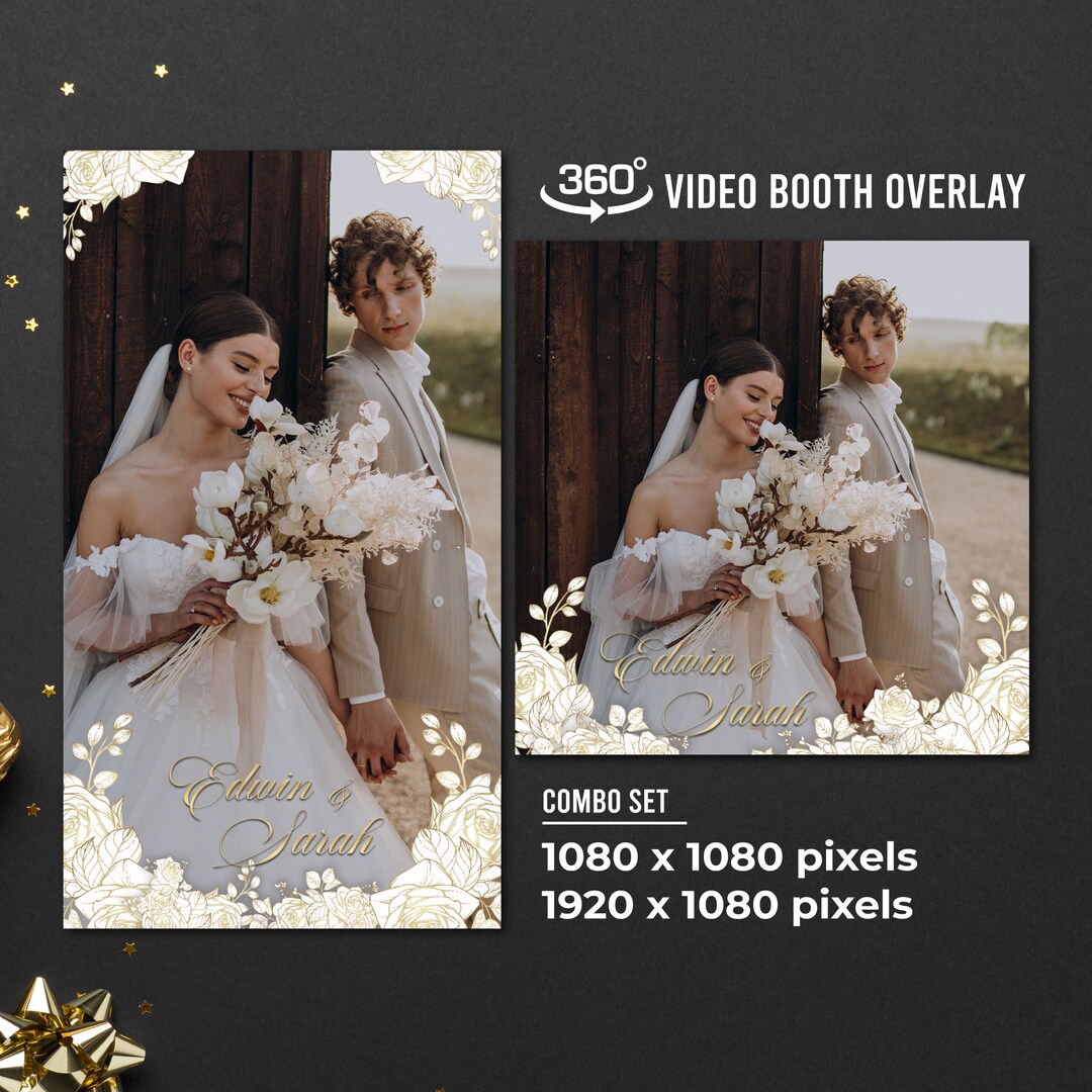 360 Photo Booth Overlay Wedding 360 Video Booth Elegant White Gold 360 ...