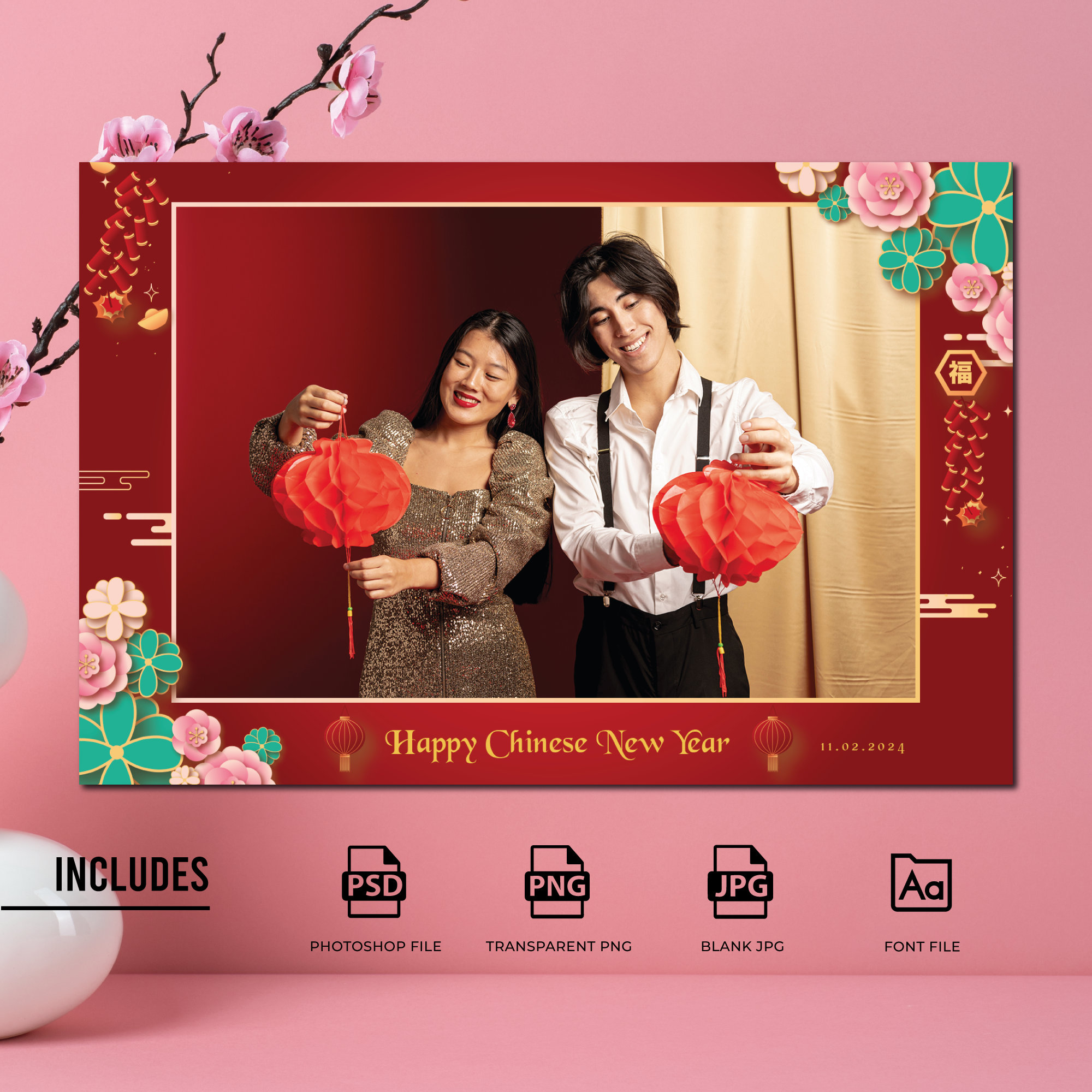 Chinese New Year Photobooth Template Oriental Lunar New Year 4R ...