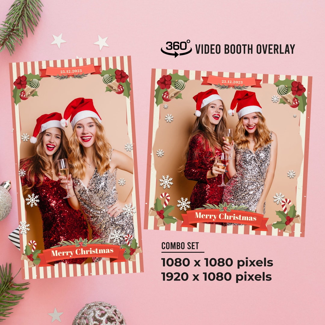 Christmas 360 Photo Booth Overlay, Retro Christmas 360 Overlay, 360 ...