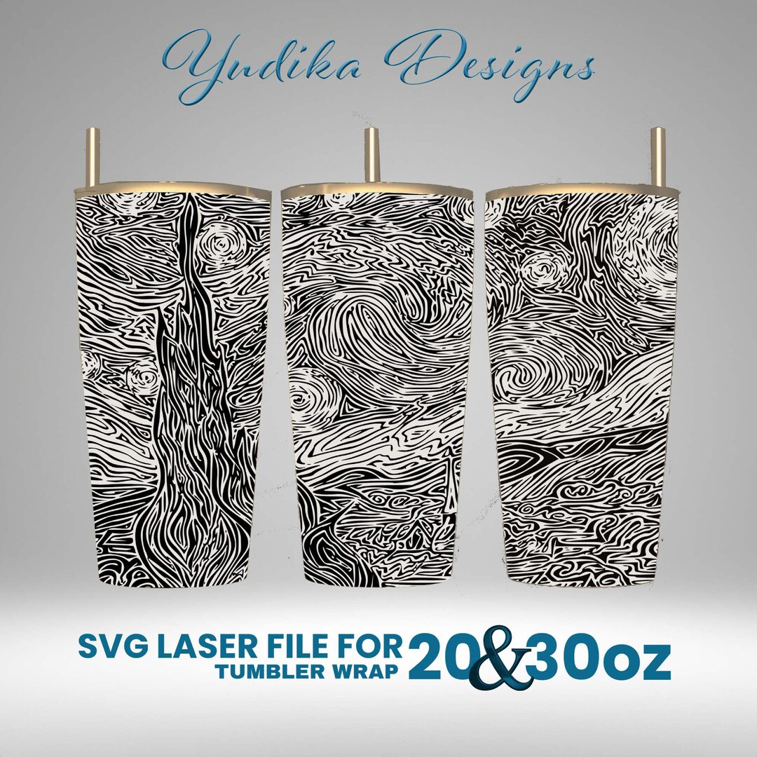 Stary Night Van Gogh Engraved Full Wrap Design for 30 and 20 Oz Tumbler ...