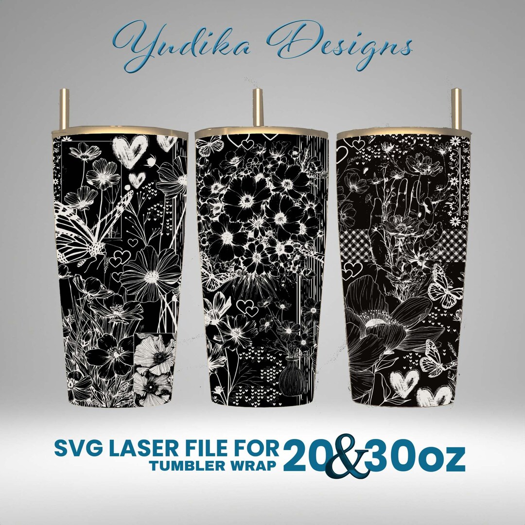 Cosmos Flower Laser Engraved Full Wrap Design for 30 and 20 Oz Tumbler ...