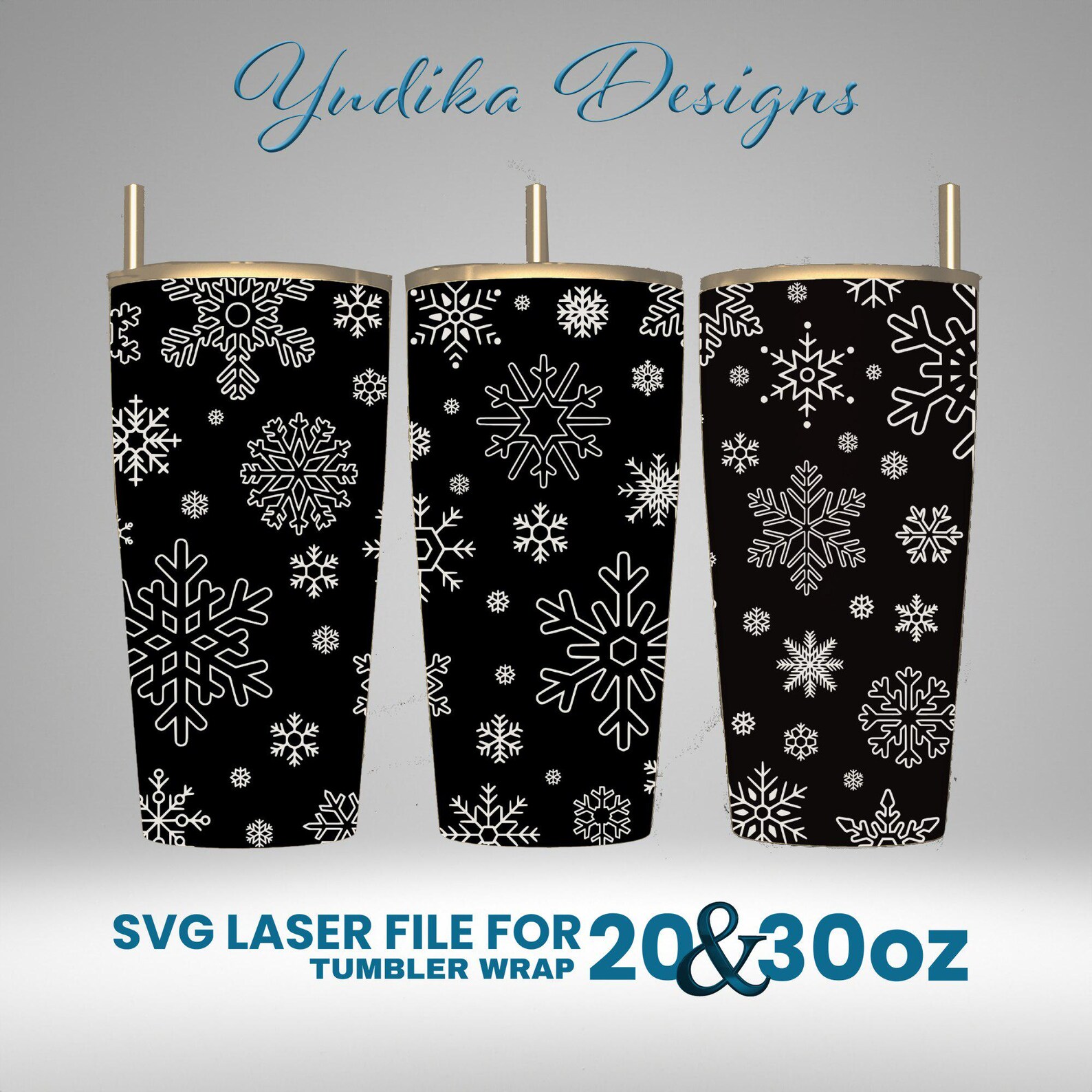 Snowflake Laser Engraved Full Wrap Design for 30 and 20 Oz Tumbler ...