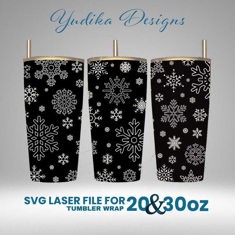 Snowflake Laser Engraved Full Wrap Design for 30 and 20 Oz Tumbler ...