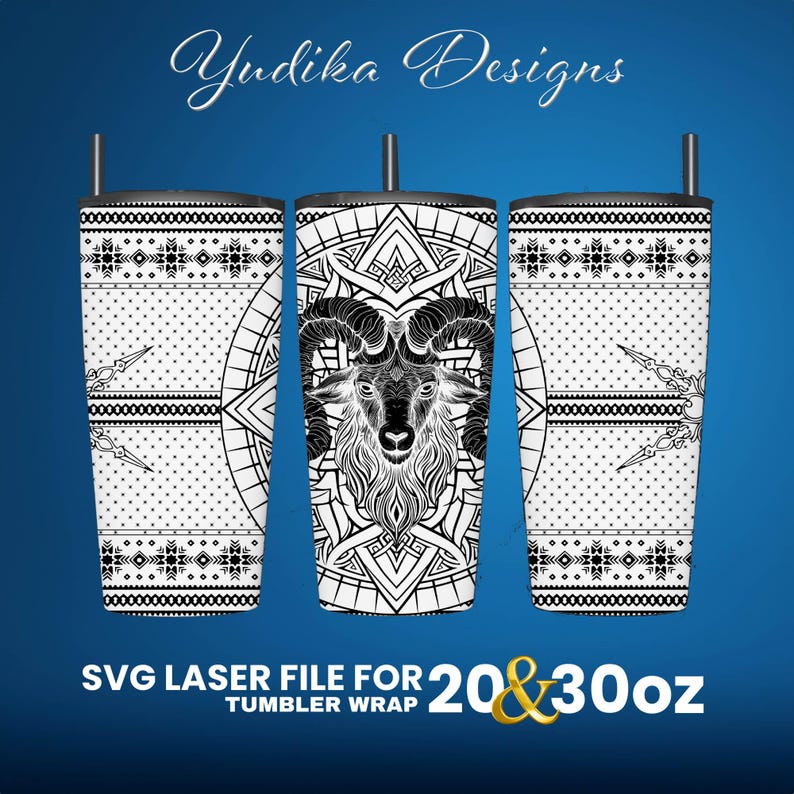 Ram Laser Engraved Full Wrap Design for 30 and 20 Oz Tumbler, Ram SVG ...