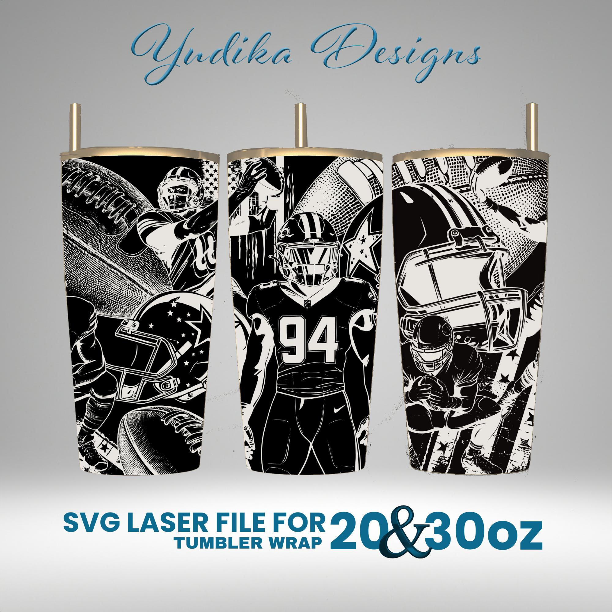 American Football Laser Engraved Full Wrap Design for 30 and 20 Oz ...