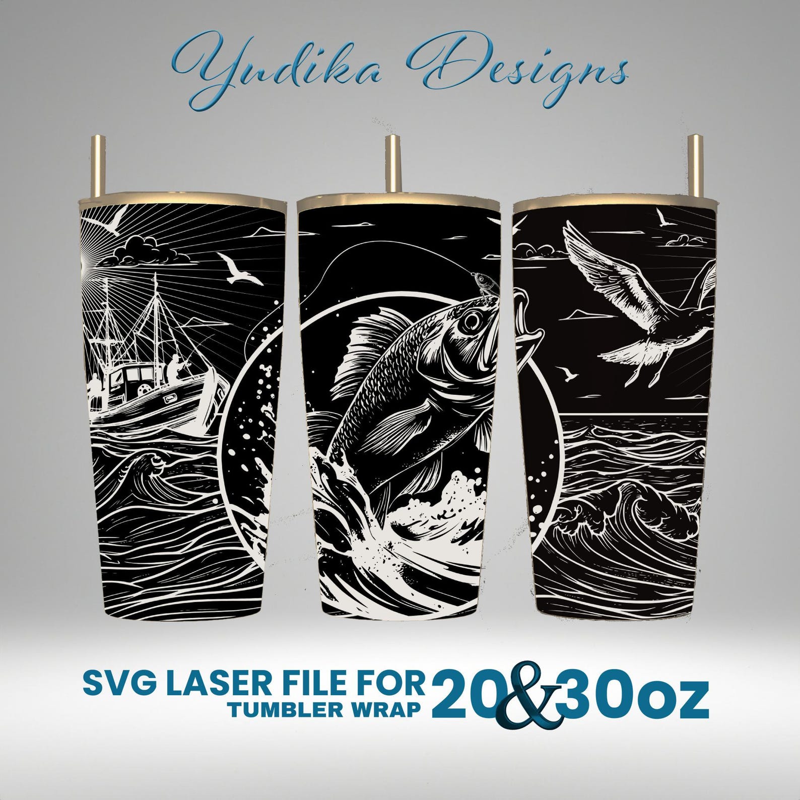 Fishing Laser Engraved Full Wrap Design for 30 and 20 Oz Tumbler ...
