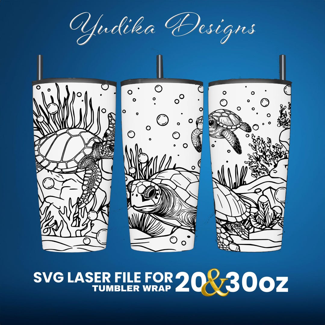 Sea Turtle Laser Engraved Full Wrap Design for 30 and 20 Oz Tumbler ...
