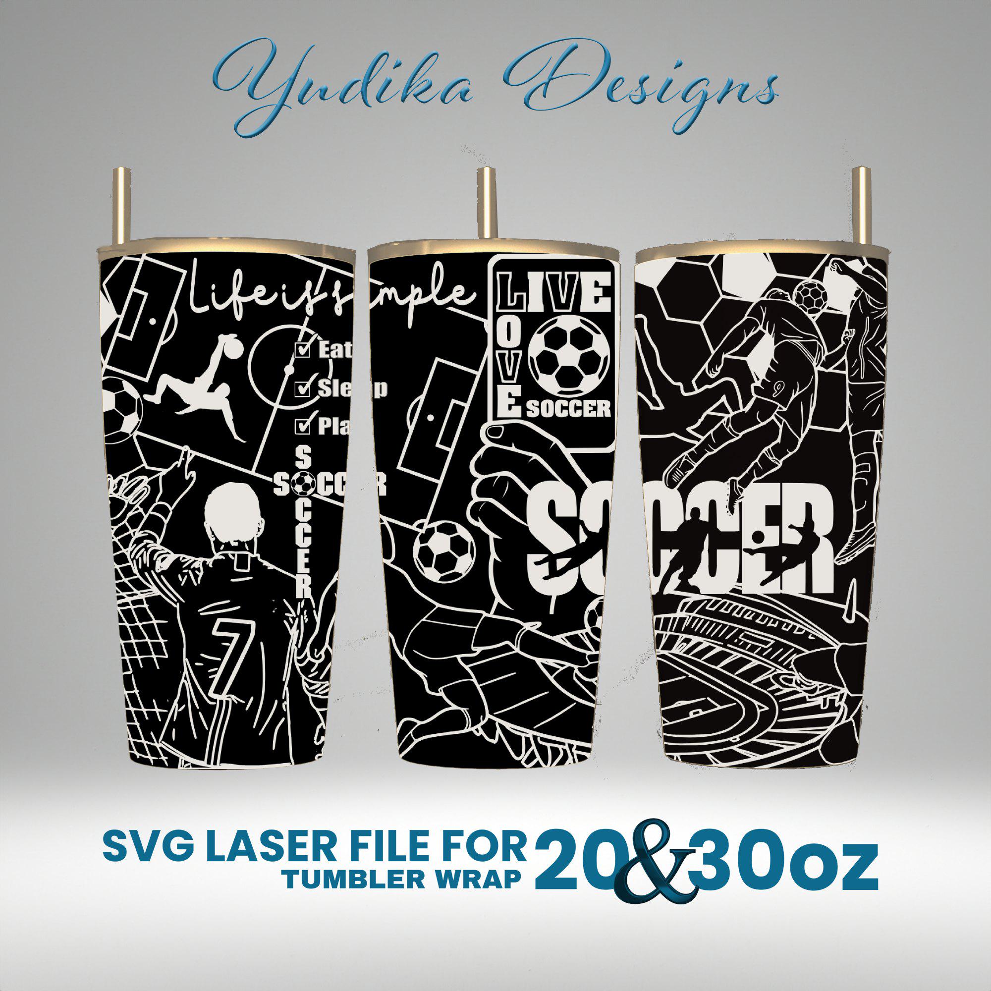 Soccer Engraved Full Wrap Design for 30 and 20 Oz Tumbler, Soccer SVG ...