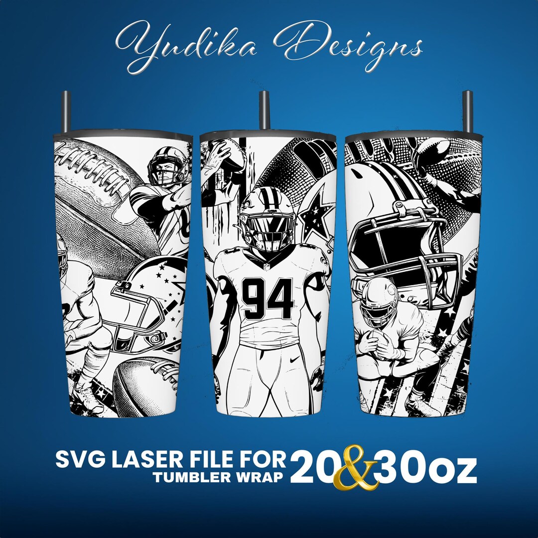 American Football Laser Engraved Full Wrap Design for 30 and 20 Oz ...