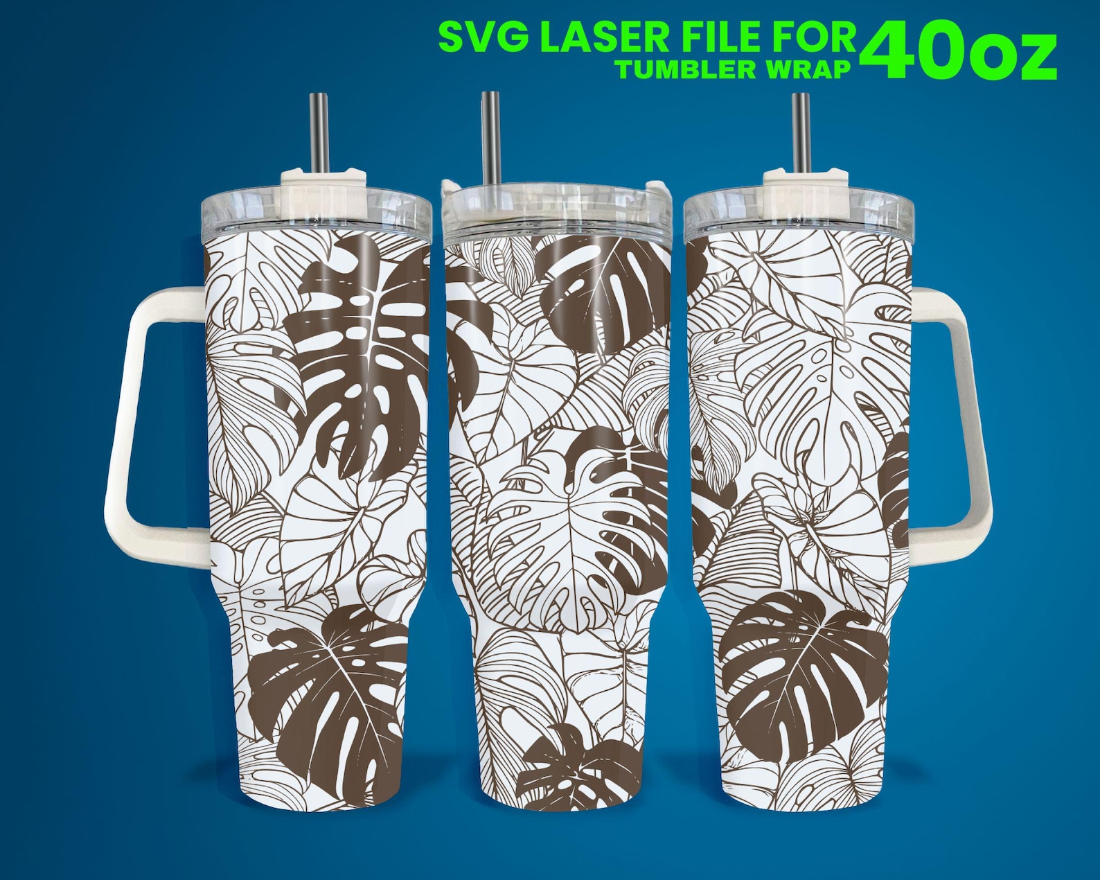 Leaves Laser Engraved Full Wrap Design for 40 Oz Tumbler, Leaves SVG ...
