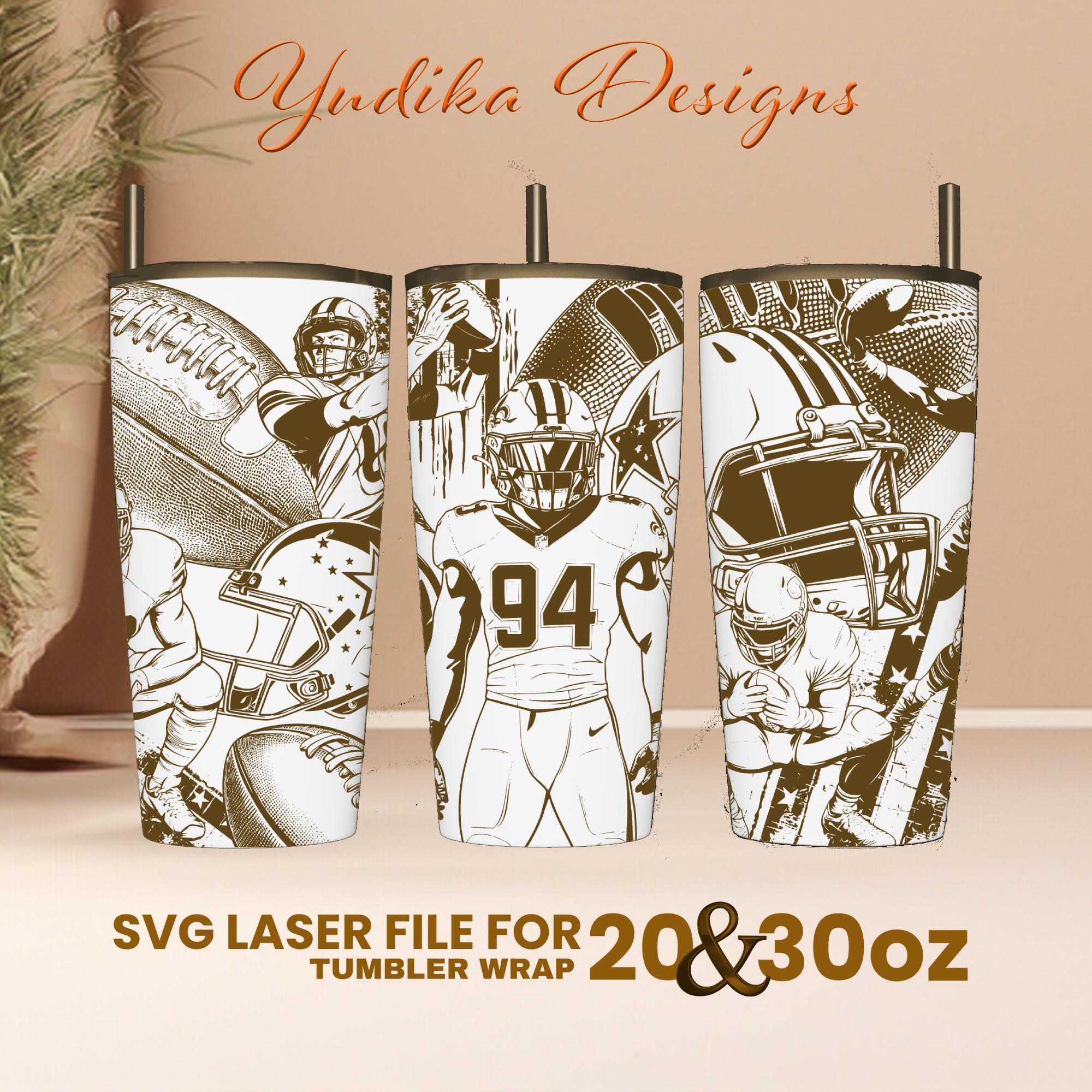 American Football Laser Engraved Full Wrap Design for 30 and 20 Oz ...