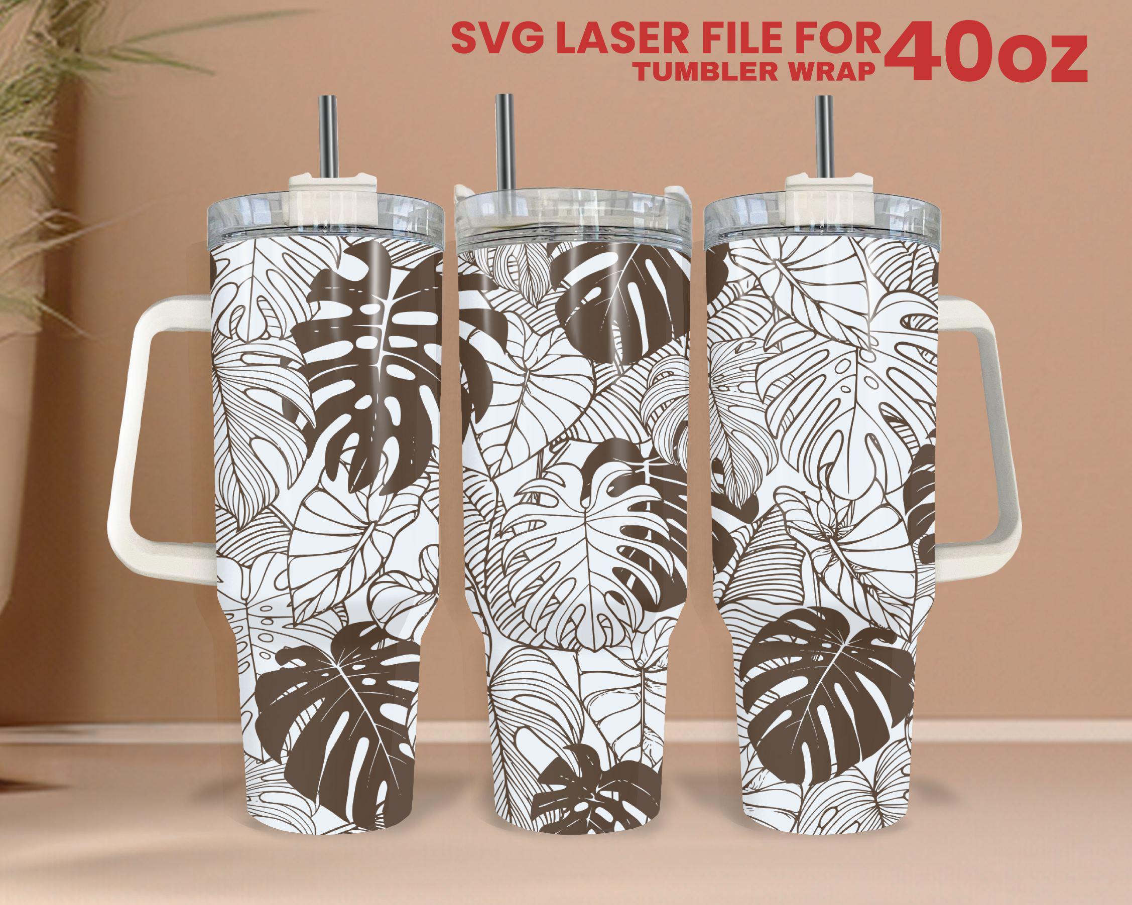 Leaves Laser Engraved Full Wrap Design for 40 Oz Tumbler, Leaves SVG ...