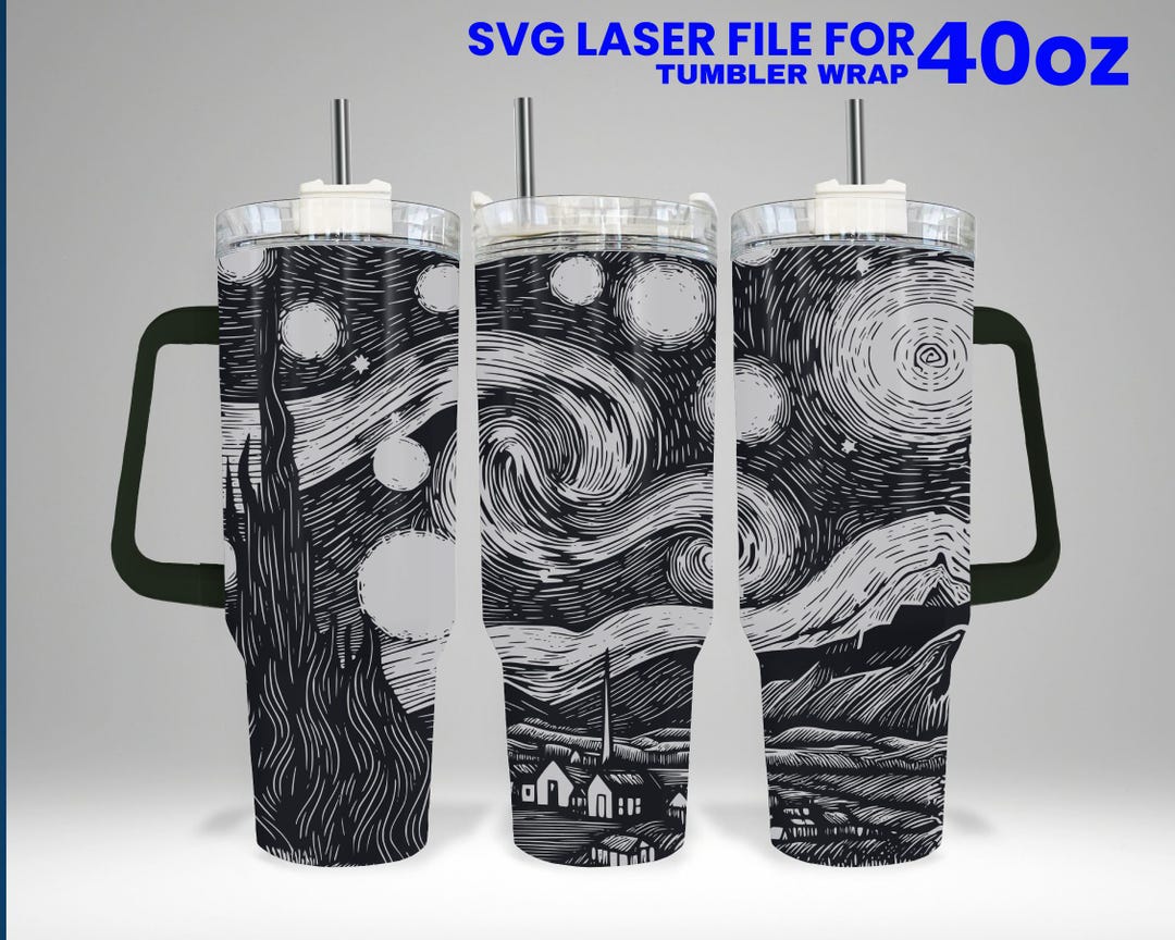 Starry Night Laser Engraved 40oz Tumbler Wrap SVG (digital Download) - Etsy