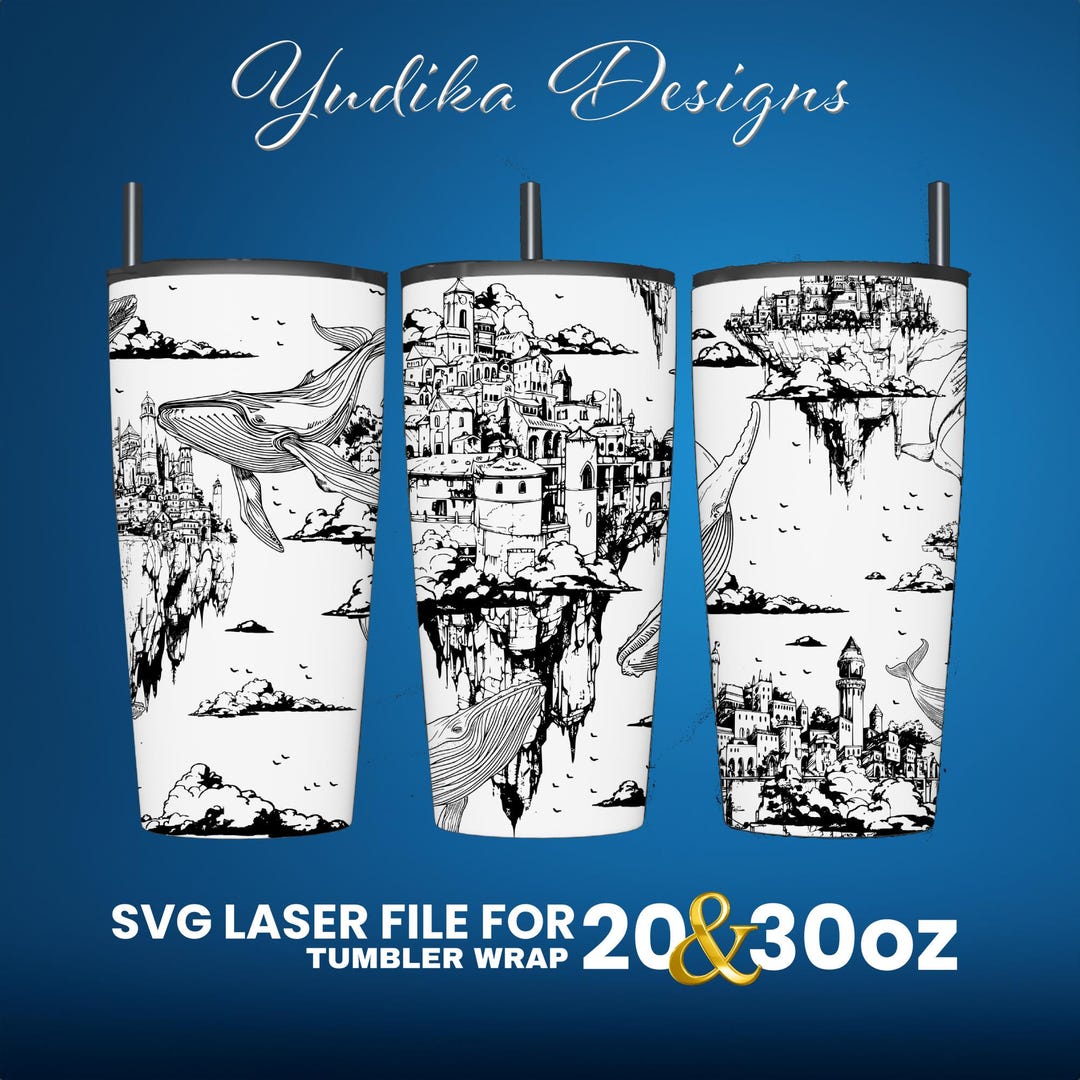 Floating Island Laser Engraved Full Wrap Design for 30 and 20 Oz ...