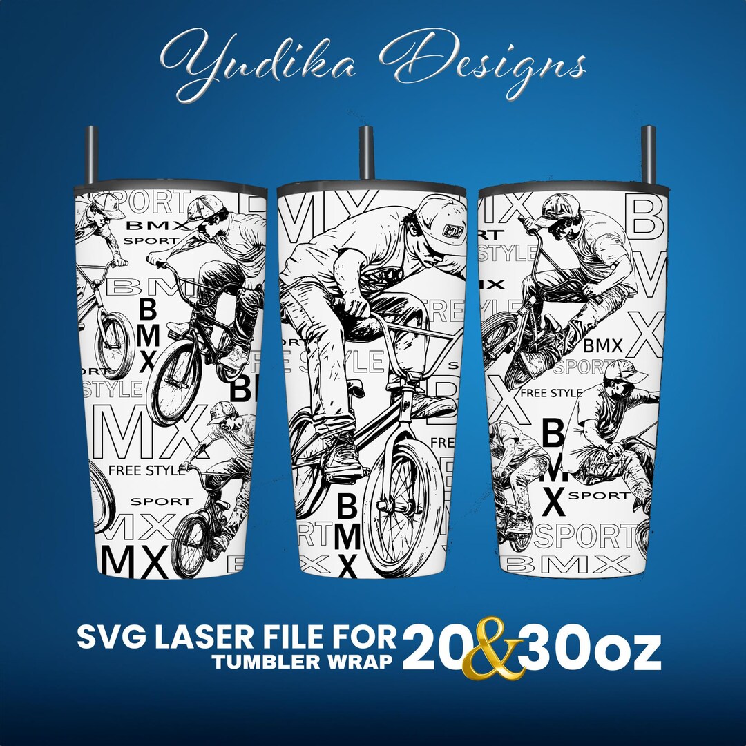 BMX Freestyle Laser Engraved Full Wrap Design for 30 and 20 Oz Tumbler ...