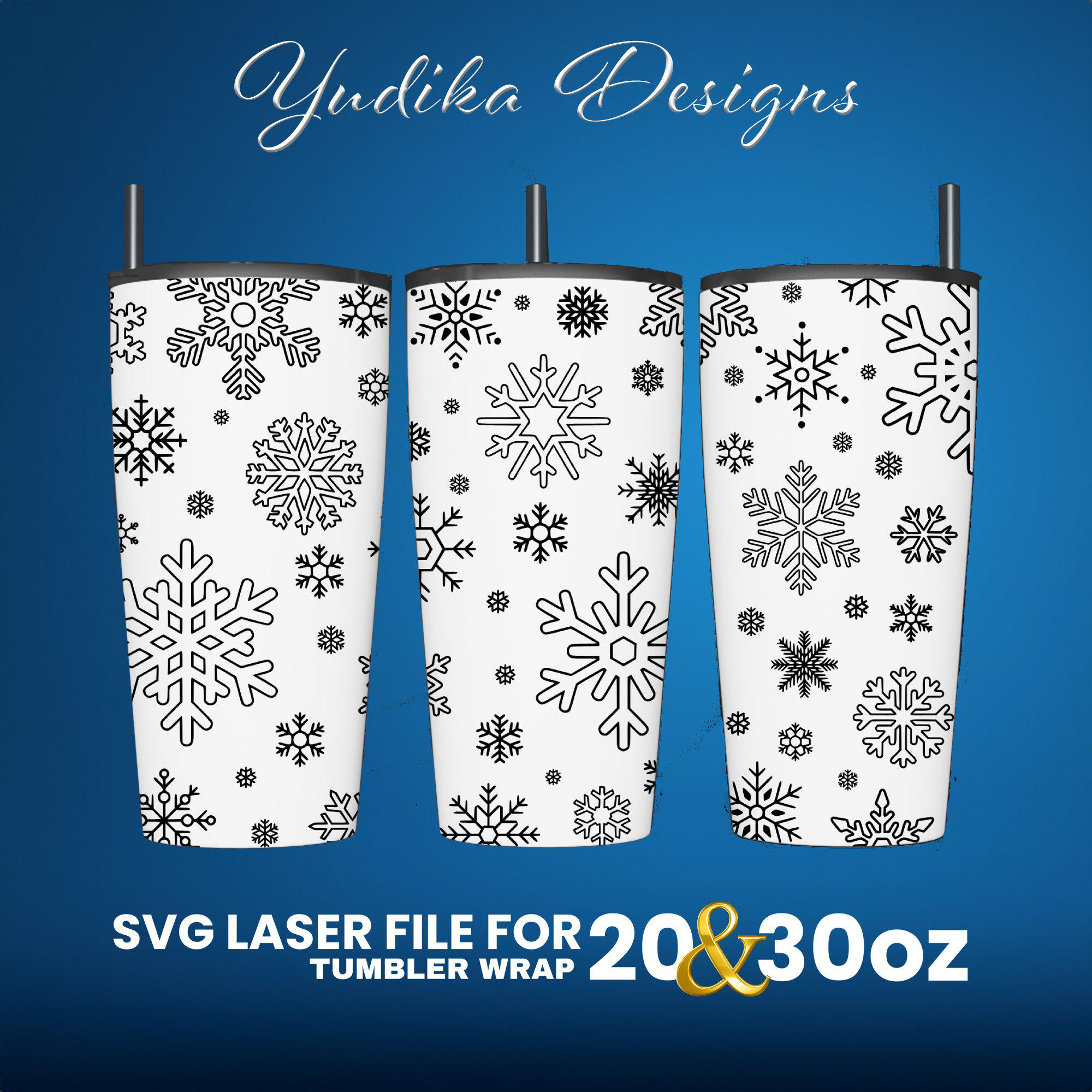 Snowflake Laser Engraved Full Wrap Design for 30 and 20 Oz Tumbler ...