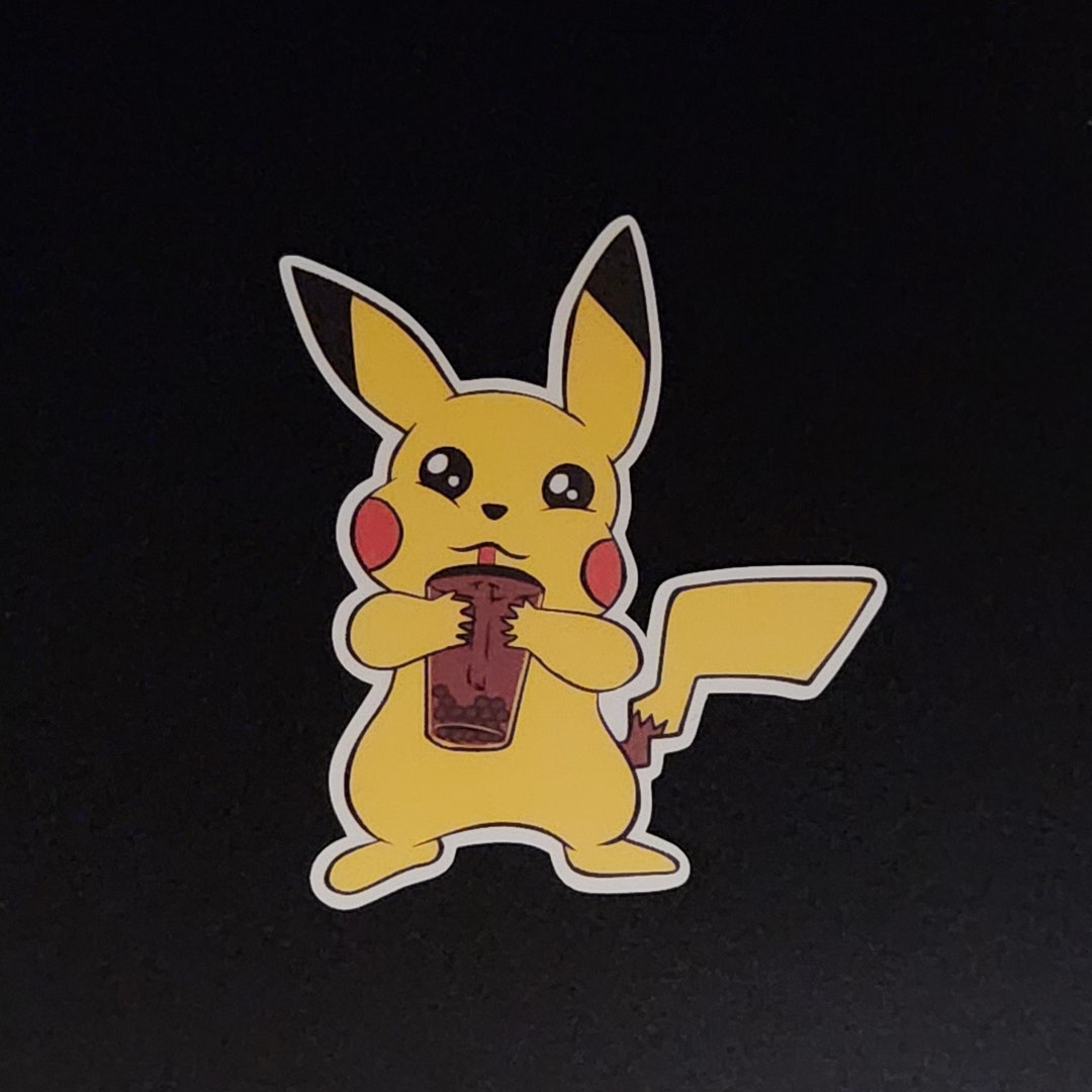 Vinyl Waterproof Sticker Pokemon Pikachu Drinking Boba Tea - Etsy