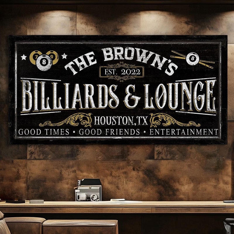 Vintage Bar Billiards Signs - Etsy