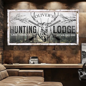 Customized Hunting Lodge Sign, Man Cave Family Name Sign, Hunting Club ...