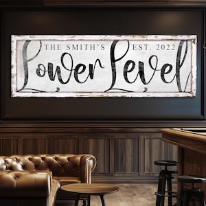 Customized Lower Level Sign, Vintage Mancave Sign, Rustic Basement ...