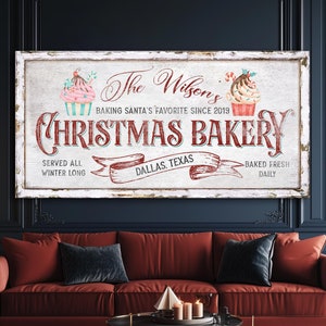Custom Christmas Bakery Sign, Bake Shop Decor, Personalized Bakery Sign ...