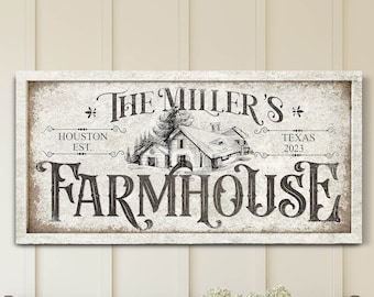 Personalized Farmhouse Canvas Art, Custom Family Farm Canvas Decor ...