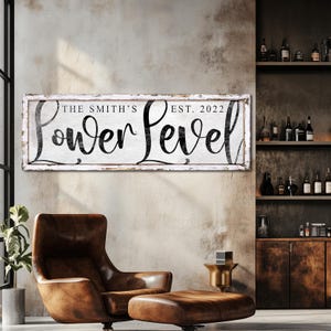 Customized Lower Level Sign, Vintage Mancave Sign, Rustic Basement ...