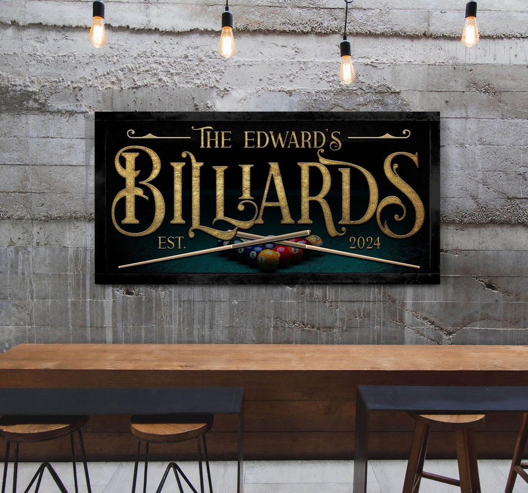 Personalized Billiards Sign, Custom Billiards Sign, Farmhouse Wall ...
