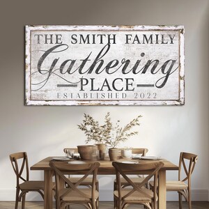 Personalized Gathering Place Sign, Vintage Living Room Wall Art ...