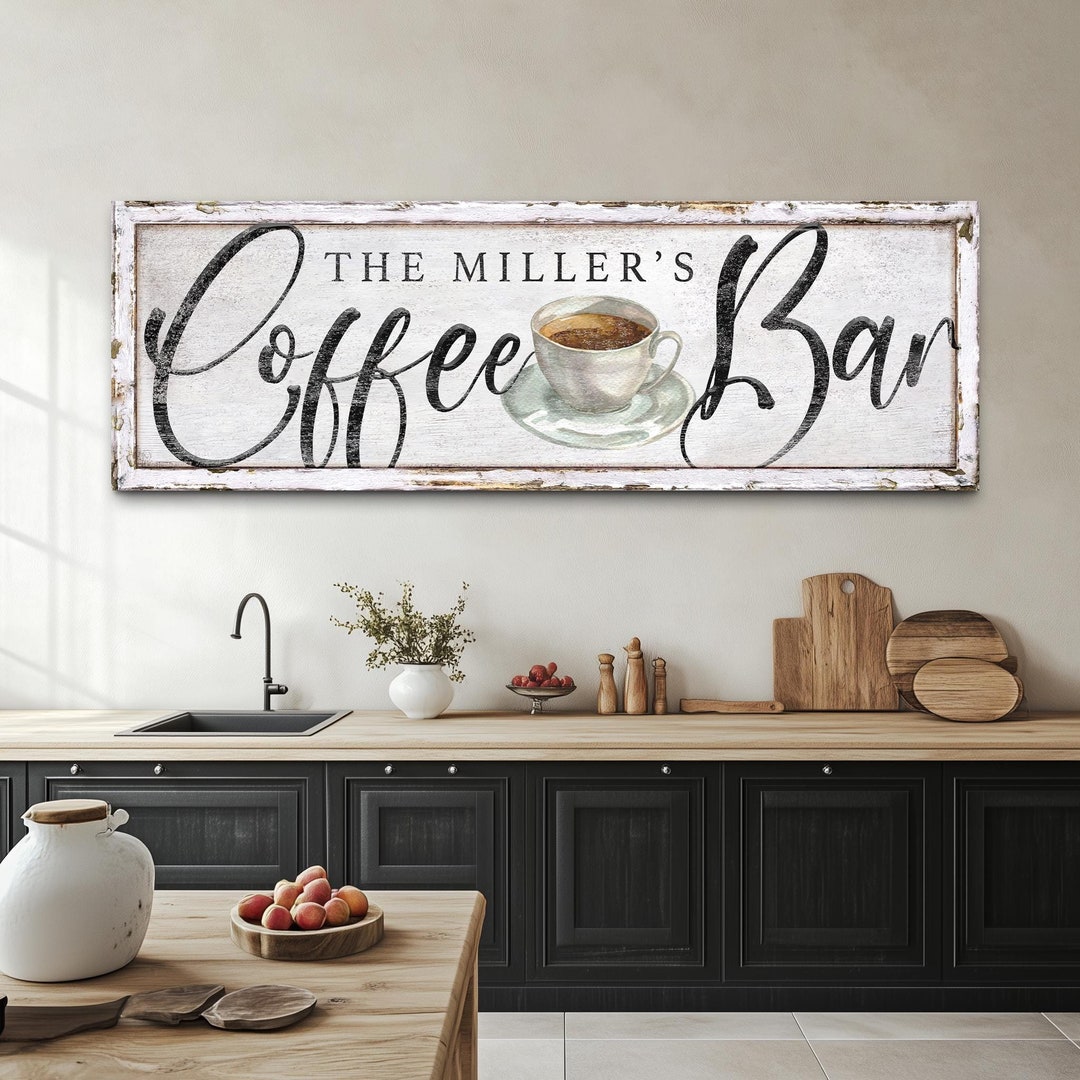 Custom Coffee Bar Sign, Kitchen Decor Personalized Coffee Kitchen Wall ...