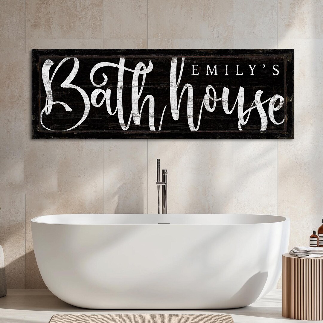 Custom Bath House Sign, Rustic Bath House Decor, Personalized Vintage ...