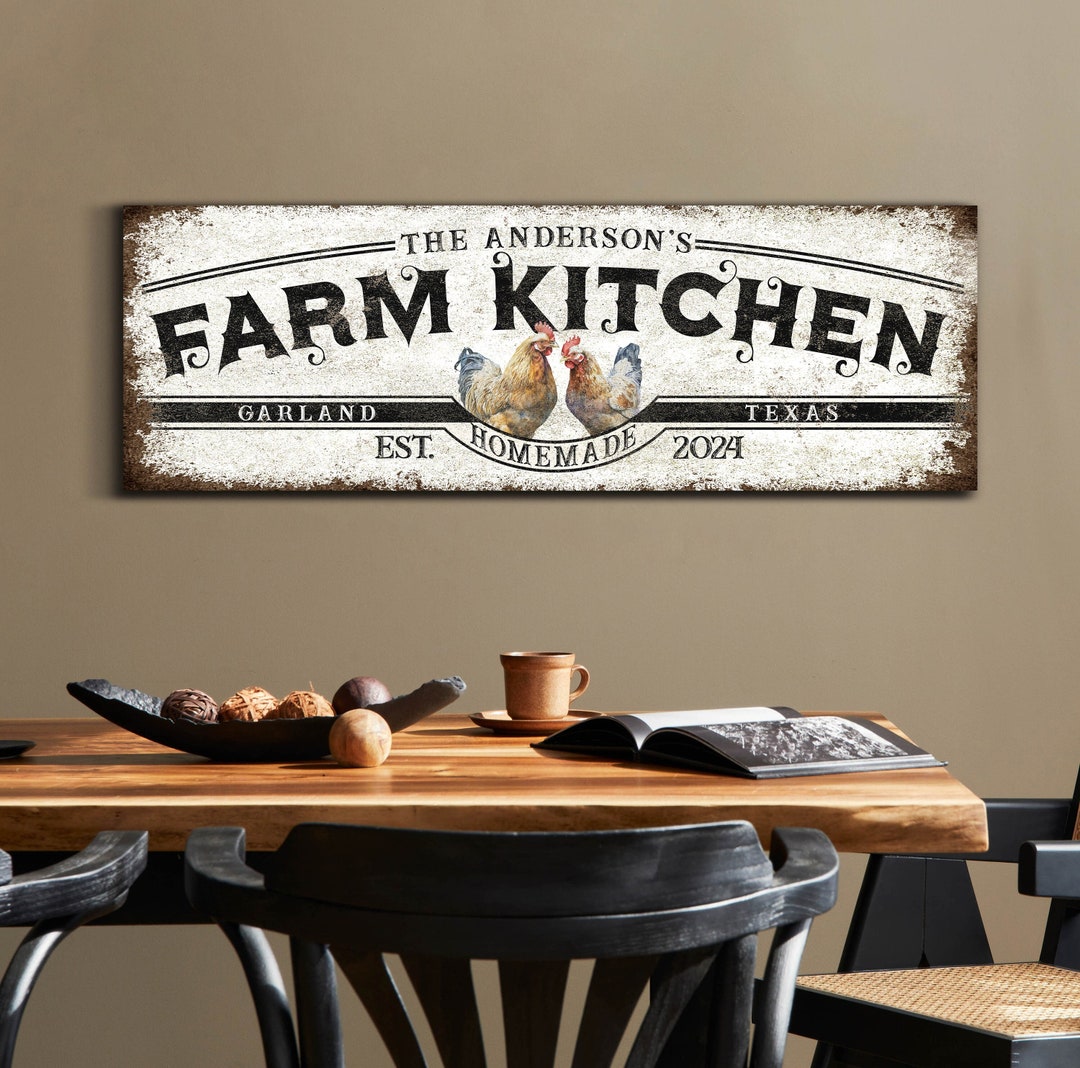 Personalized Farm Kitchen Sign, Custom Farmhouse Kitchen Wall Art ...