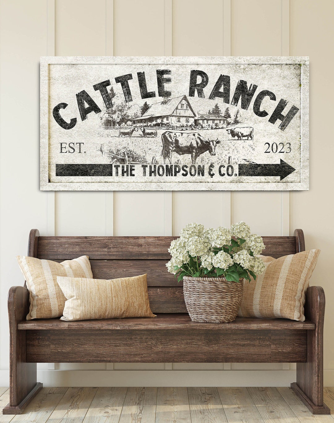 Custom Cattle Ranch Sign, Personalized Farm Ranch Decor, Family Name ...
