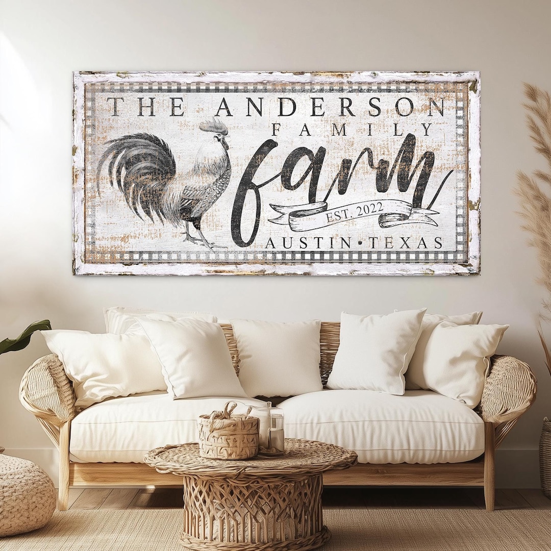Personalized Family Farm Sign, Vintage Homestead Living Room Sign, Gift ...
