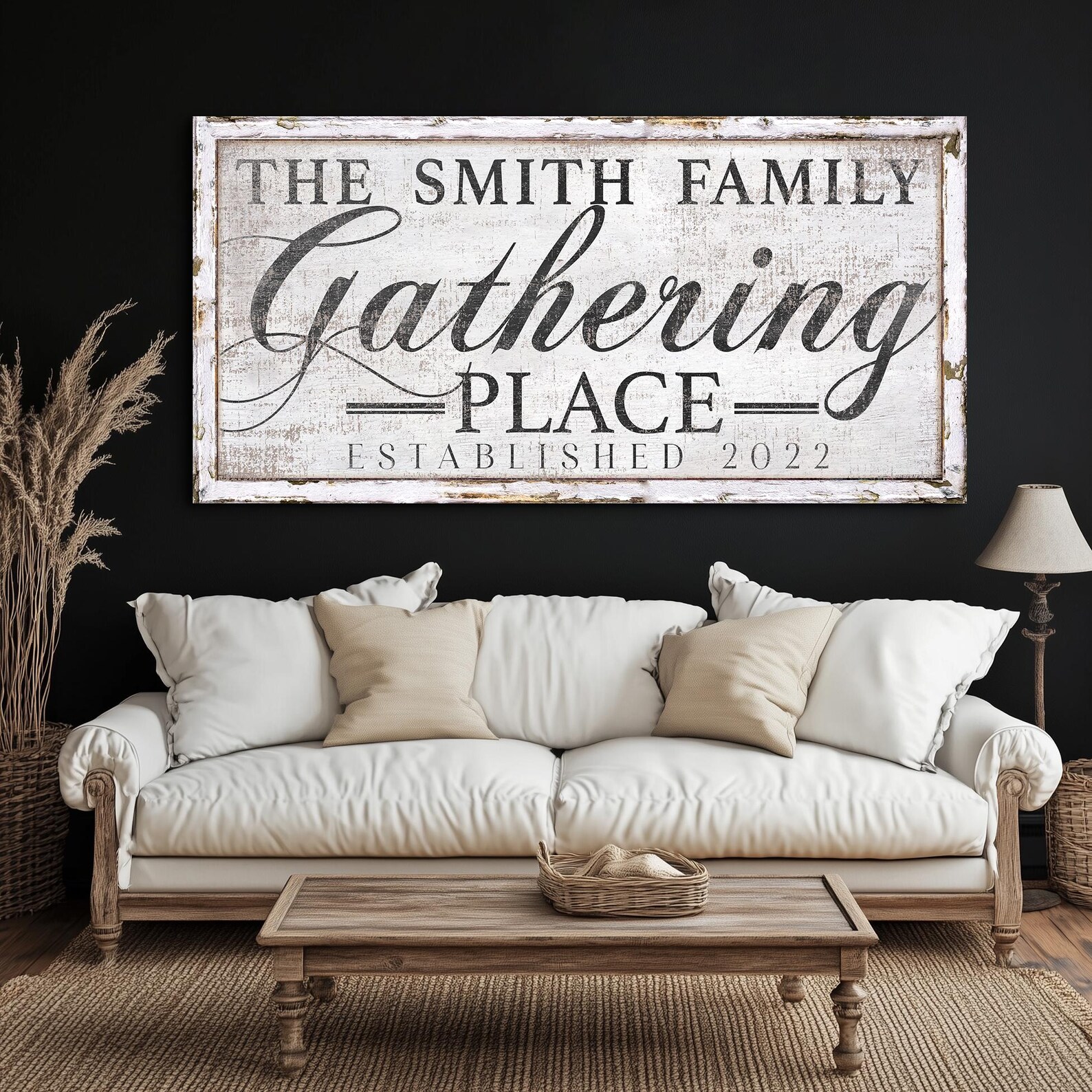 Personalized Gathering Place Sign, Vintage Living Room Wall Art ...